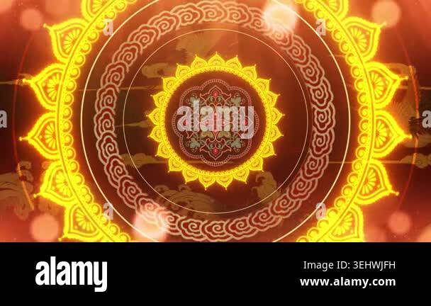 Golden Mandala dynamic video, suitable for meditation, yoga, religious ...