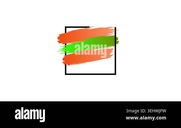 Abstract digital art displaying rough orange and green brush strokes ...