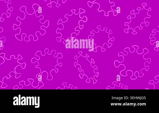 Vibrant 2D animation of pink puzzle shaped and wavy microbe outlines on ...