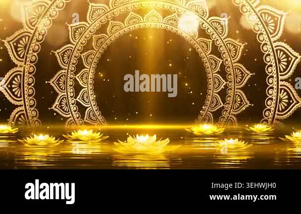 Golden Mandala dynamic video, suitable for meditation, yoga, religious ...