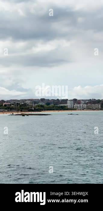 Wonderful view of the calm sea from the promenade in Santander, Spain ...