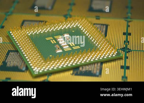 Central processing units for PC. Close view of CPU pins and contacts ...