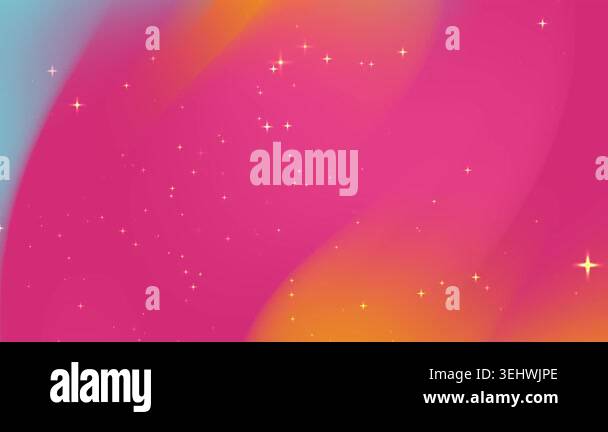 Colorful abstract background with pink and orange waves and sparkling ...