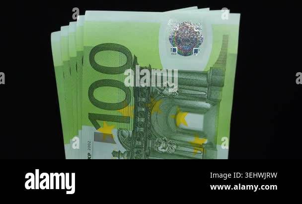 Euro banknotes. New green one hundred Euro banknotes. European Money ...