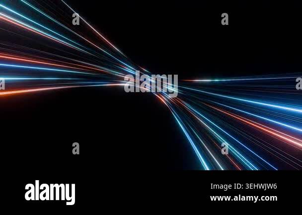Futuristic Blue and Orange light speed lines on dark background Stock ...