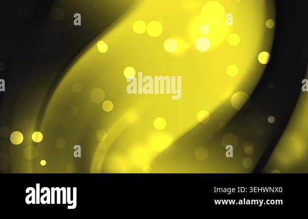 Abstract yellow and black background with glowing bokeh lights creating ...