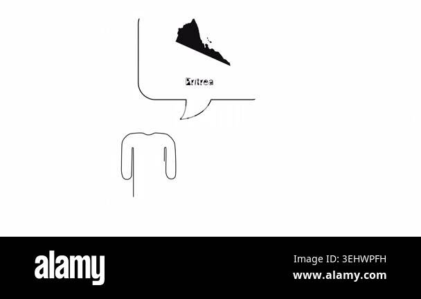 A simple line drawing of a person with a speech bubble above their head ...