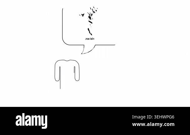 A simple line drawing of a person with a thought bubble showing the map ...