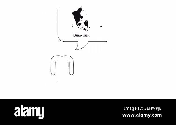A simple line drawing of a person with a speech bubble above their head ...