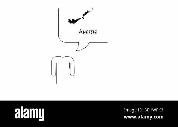 A simple line drawing of a person with a speech bubble containing the ...