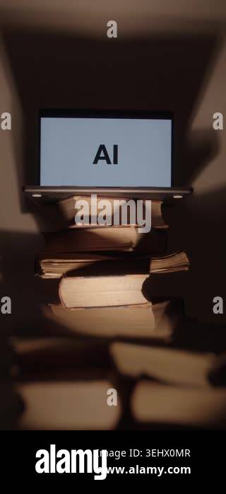 Artificial Intelligence learning concept. Laptop with integrated AI ...