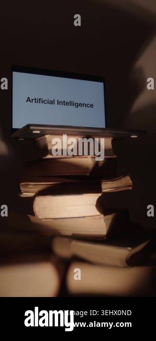 Artificial Intelligence learning concept. Laptop with integrated AI ...