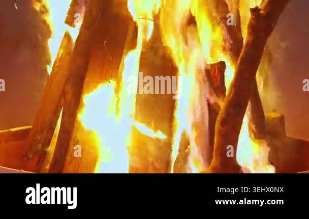 A beautiful bonfire on the ocean beach on tropical island Stock Video ...