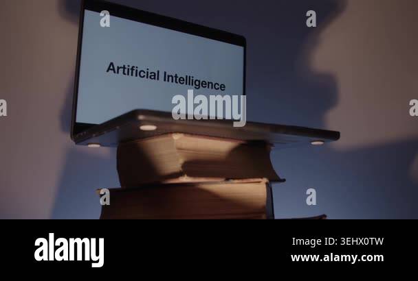Artificial Intelligence learning concept. Laptop with integrated AI ...