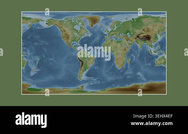 Atlantic Ocean. Close-up on a pale colored elevation map in the ...