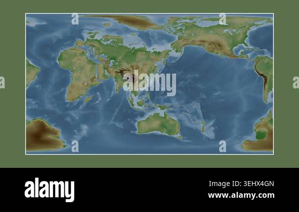 Eastern China Sea. Close-up on a pale colored elevation map in the ...