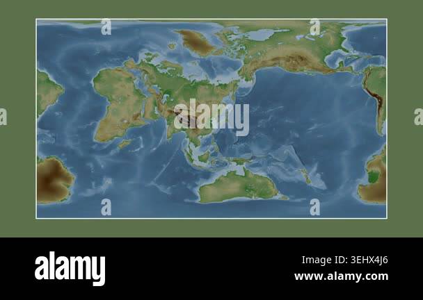 Bohai Sea. Close-up on a pale colored elevation map in the Patterson ...