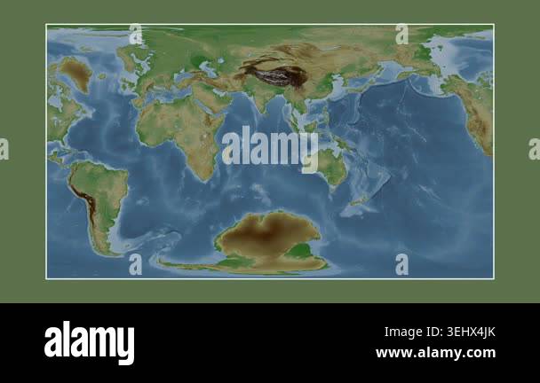 Indian Ocean excluding sub-basins. Close-up on a pale colored elevation ...