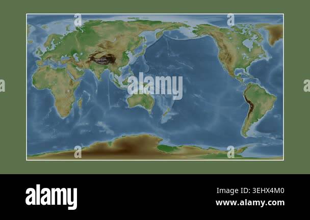 Solomon Sea. Close-up on a pale colored elevation map in the Patterson ...