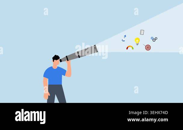Product discovery, 4k animation of businessman discover light bulb idea ...
