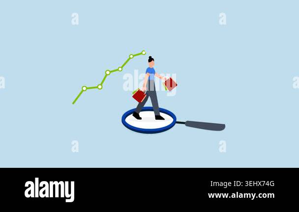 Customer insight, 4k animation of female shopper grasping overflowing ...