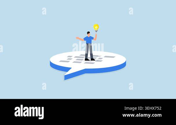 Communication to solve problem, 4k animation of businessman on speech ...