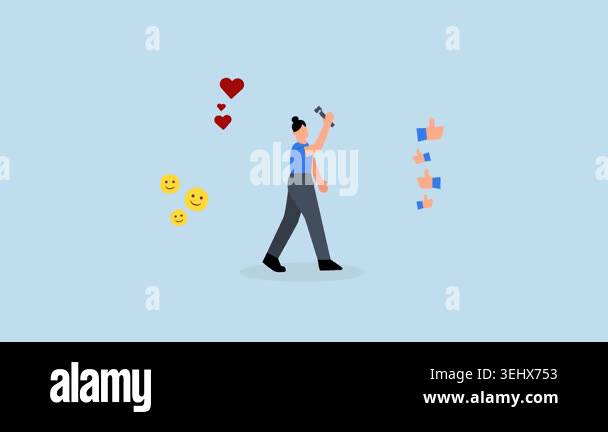4k animation of beautiful young lady girl holding camera with love ...