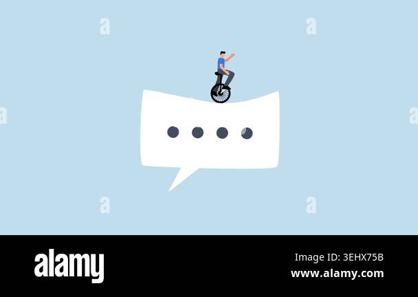 Communicate to success, 4k animation of businessman acrobat on message ...