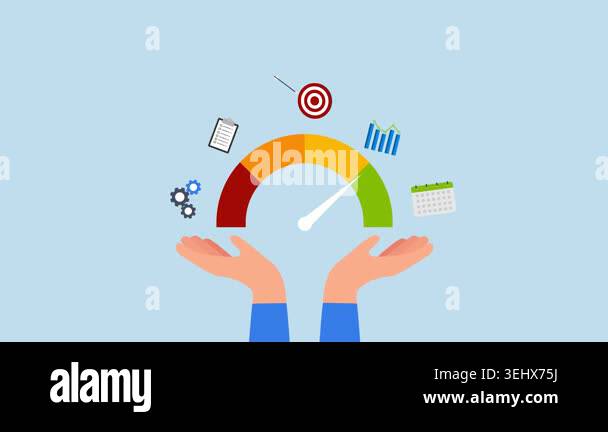 KPI key performance indicator, 4k animation of businessman hand with ...