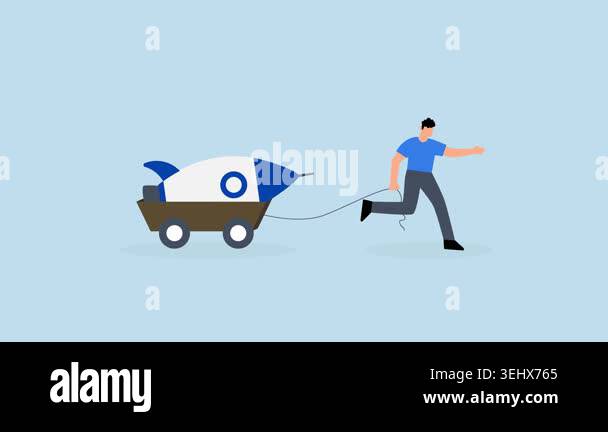 Entrepreneur initiative idea, 4k animation of businessman pull new ...