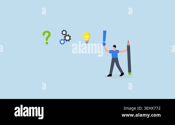 Creative thinking for solution or result, 4k animation of businessman ...
