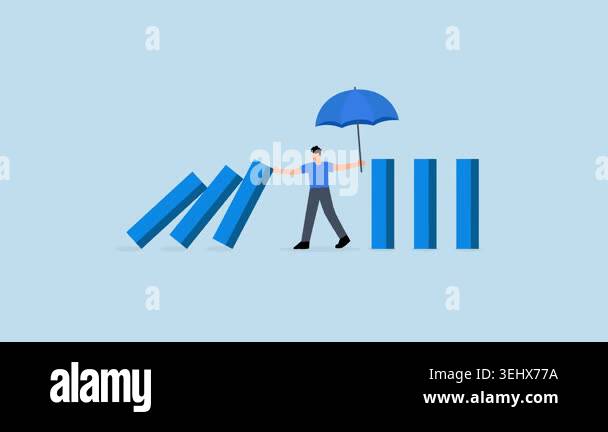 Control risk in investment crisis, 4k animation of businessman stop ...