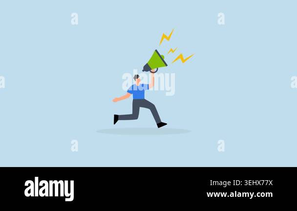 Business shout out, 4k animation of businessman using megaphone speak ...