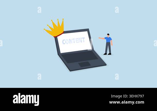 4k animation of businessman standing with computer with the word ...