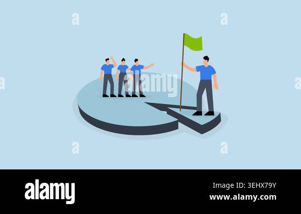 Niche market, 4k animation of entrepreneur positioned on compact ...