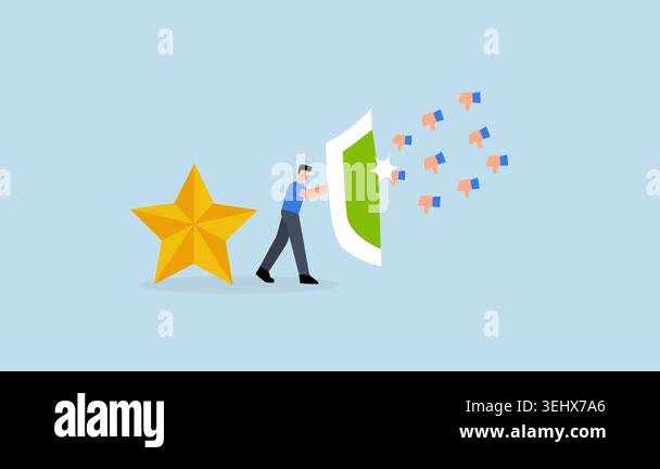 Protect brand reputation, 4k animation of businessman shield protect ...