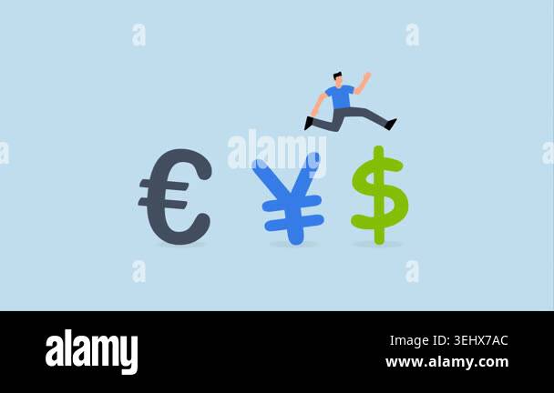 Foreign Exchange trading between currency. 4k animation of Businessman ...