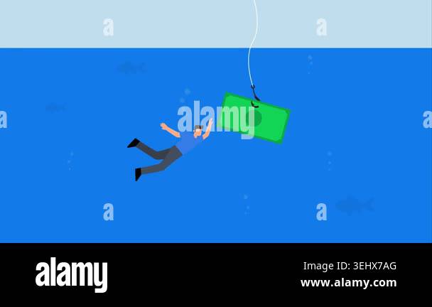 money trap, 4k animation of businessman dives into the business seas ...