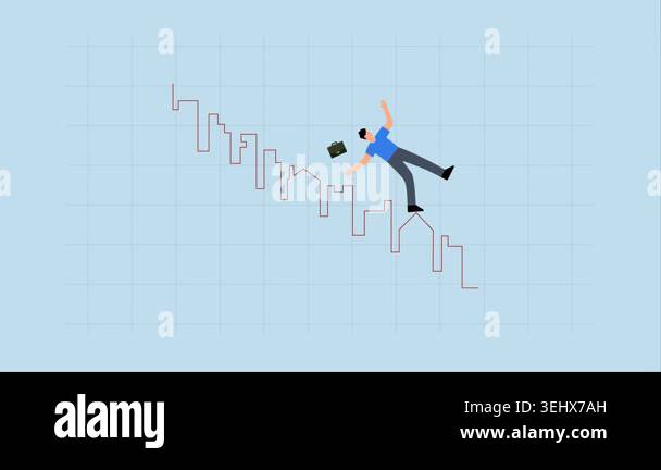 Real estate market price down chart, 4k animation of investor sliding ...