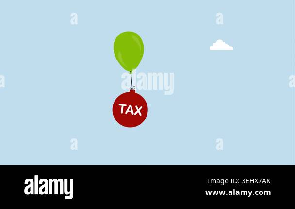 Tax burden, 4k animation of green balloon with the dollar cannot rise ...