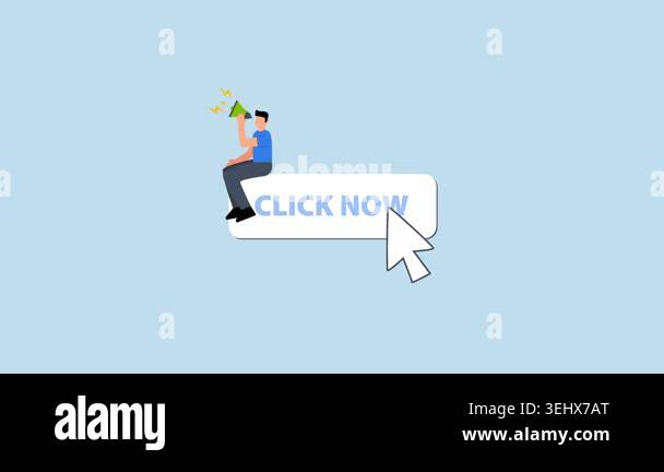 Call to action in online advertising, 4k animation of businessman with ...