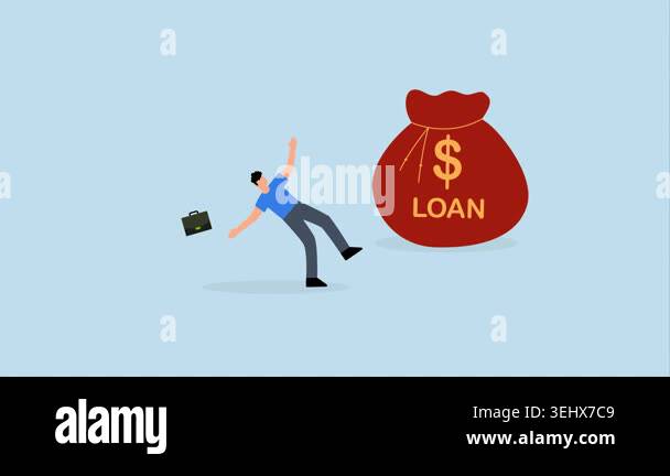 4k animation of attempted broke businessman little commerce proprietor ...