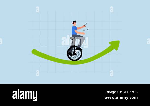 Investment risk, 4k animation of investment trader blinded and juggling ...