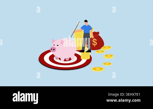 Financial goal, 4k animation of businessman investor holding arrow in ...
