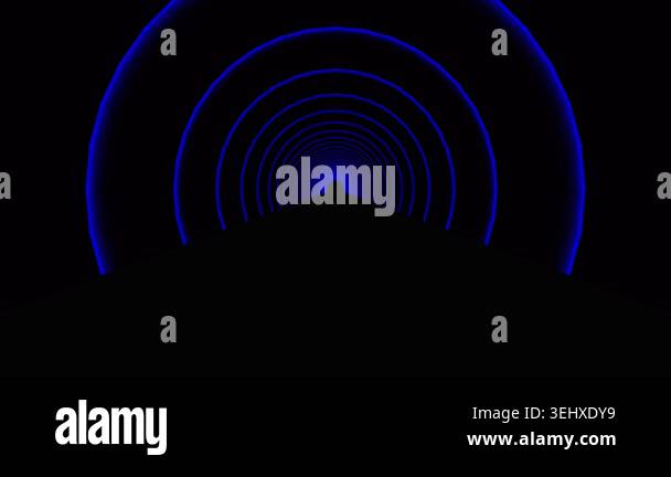 Blue neon circular tunnel effect Stock Video Footage - Alamy