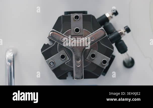 Close-up view of a mechanical component showing assembly details and ...