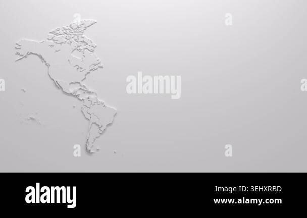 Minimal white 3D world map animation where countries appear ...