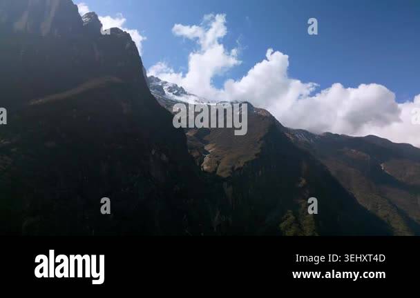Aerial View of Snow Capped Annapurna Peak with Clear Blue Sky in Nepal ...