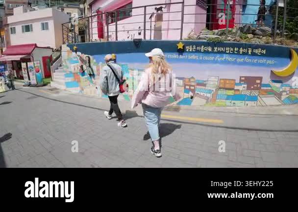 Gamcheon, Busan, South Korea - April 21 2026: People walk in Gamcheon ...