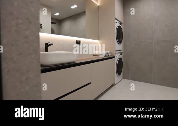 Spa Vanity With Integrated Washer Dryer, Illuminated Mirror, Soft ...